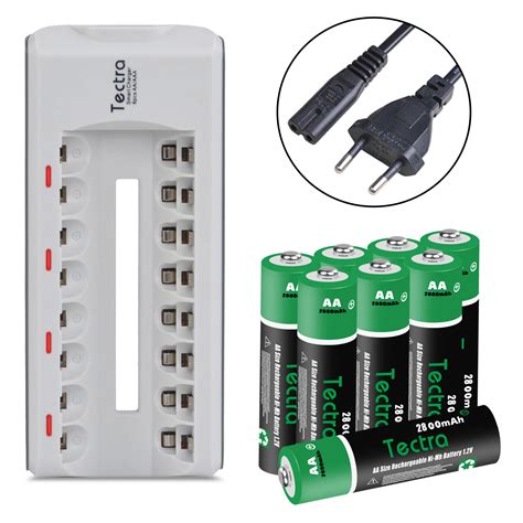 8 peças pilhas aa recarregáveis ni mh 2800mah carregador de relógios