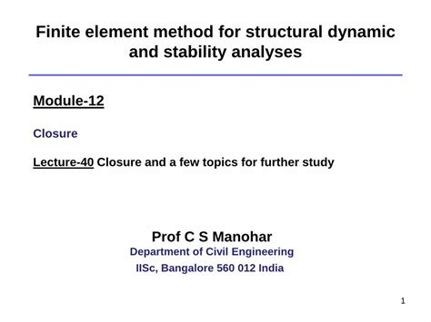pdf finite element method for structural dynamic and … · finite element method for structural