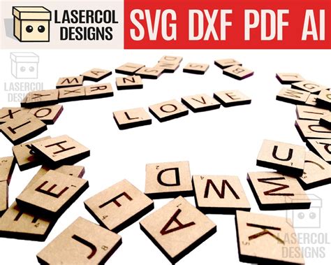 Scrabble Tiles Alphabet Laser Cut Files SVGDXFPDFAi Etsy