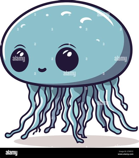 Cute Cartoon Jellyfish Vector Illustration Of A Cute Jellyfish Stock