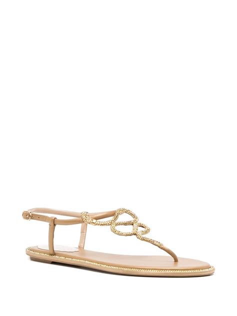René Caovilla Snake Crystal Embellished Flat Sandals Farfetch