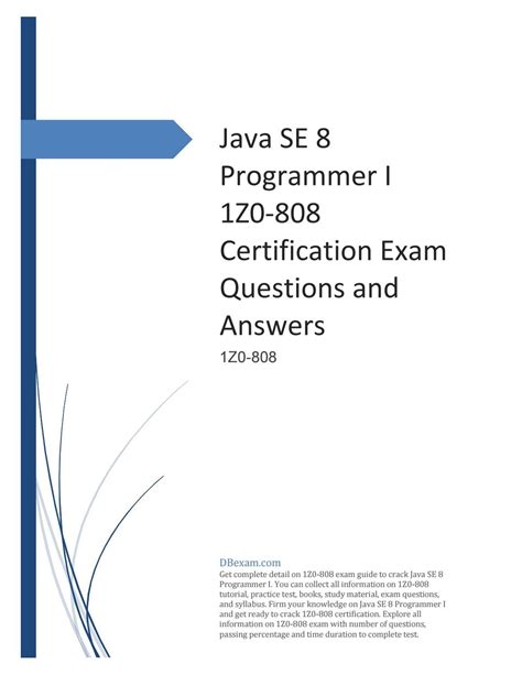 java se 8 programmer i 1z0 808 certification exam questions and answers by alice cooper issuu