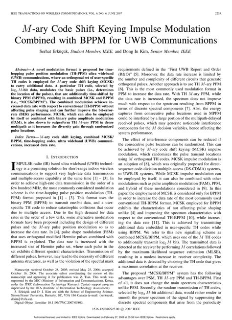 pdf m ary code shift keying impulse modulation combined with bppm for uwb communications