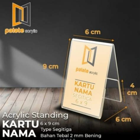 Jual Akrilik Kartu Nama 2 Sisi Type Segitiga Portrait Akrilik Display