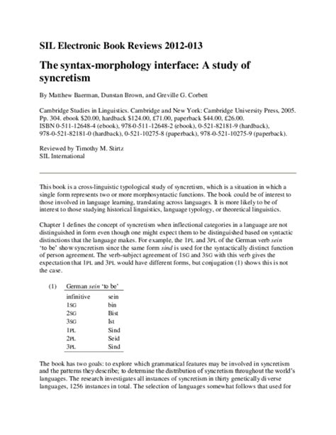 pdf the syntax morphology interface dunstan brown