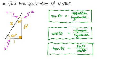 question video finding the values of trigonometric functions of the special angles nagwa