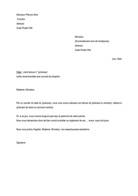 Lettre De Relance Facture Non Payã Financial Report