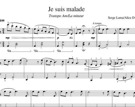 Partition Piano Gratuite Je Suis Malade At Anthony Hackler Blog