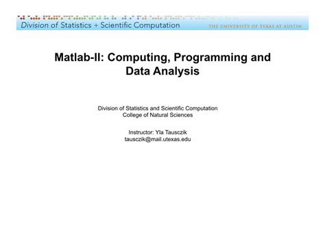 pdf matlab ii computing programming and data analysisylataus matlab matlabii pdf · matlab ii