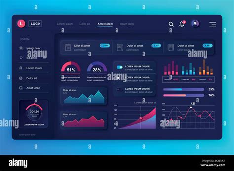 Neumorphic Dashboard Ui Kit Admin Panel Vector Design Template With