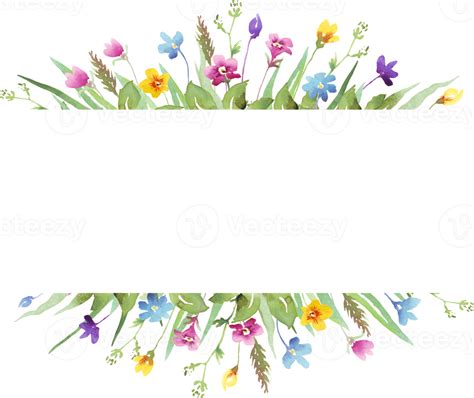 Watercolor Wildflower Frame Clipart Floral Border Illustration Porn