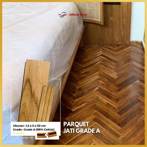 Lantai Kayu Parquet Jati Grade A Ukuran 5x30cm Rajawali Parquet