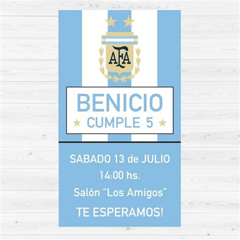 Tarjeta Invitación Cumpleaños Digital Argentina vertical 3 450