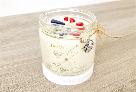 Taurus Horoscope Sign Candles Zodiac Crystal Candles Special Etsy In