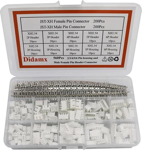 Didamx 560Pcs 2 54mm JST XHP 2 3 4 5 6 Pin Housing And Male Female