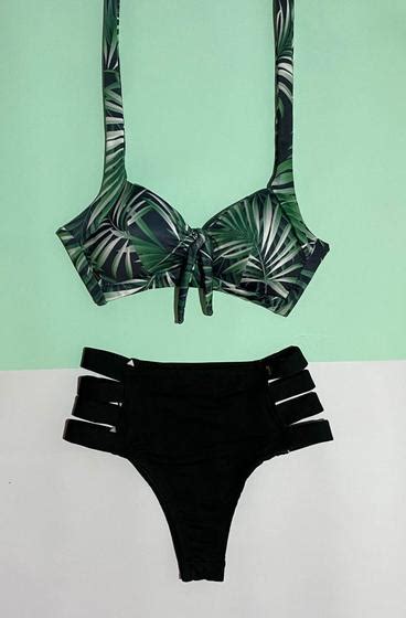 Biquíni Cos Alto Bojo E Calcinha De Tiras Exclusiva Moda Praia