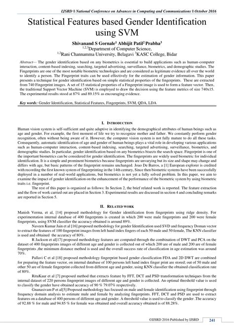 pdf statistical features based gender identification using svm
