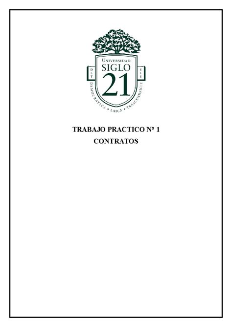 TP 1 Contratos TRABAJO PRACTICO N 1 CONTRATOS DESARROLLO 1 El Plazo