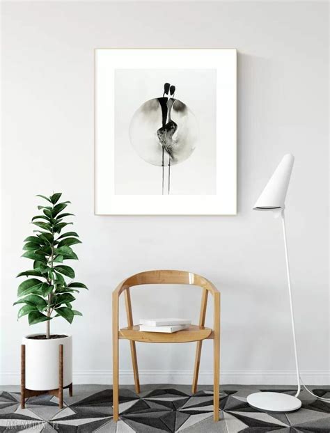 grafika 40x50 cm wykonana ręcznie 3459526 obraz do salonu czarno biała