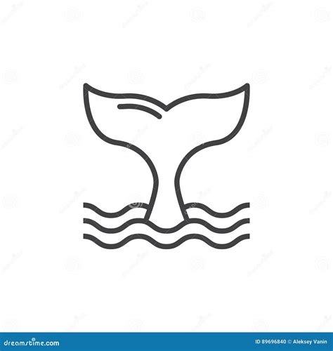 Línea Icono Muestra De La Cola De La Ballena Del Vector Del Esquema