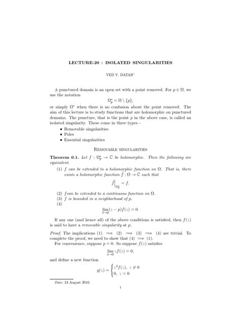 isolated singularities pdf function mathematics continuous function