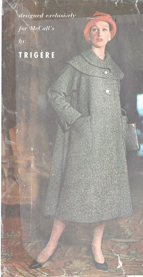 1956 Vintage Sewing Pattern COAT B36 96 By Trigere Etsy