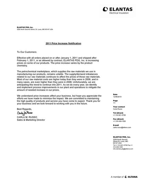 Price Increase Announcement Letter To Client Price Increase Ariaatr