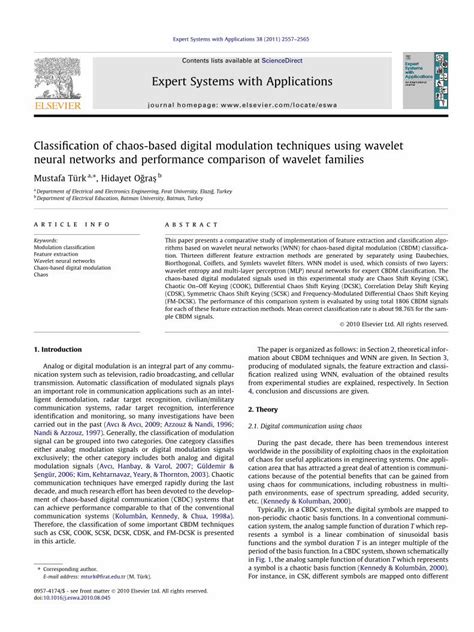 pdf classification of chaos based digital modulation techniques using wavelet neural networks