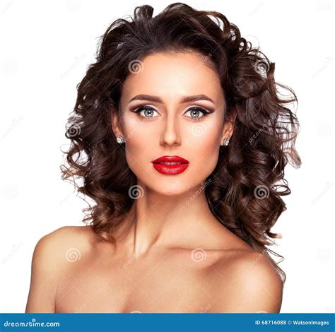 Closeup Portrait Of Beautiful Nude Fashion Female Model Stock Photo