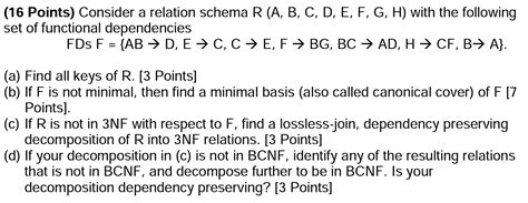solved 16 points consider a relation schema