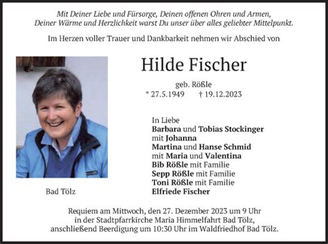Traueranzeigen Von Hilde Fischer Trauer Merkur De