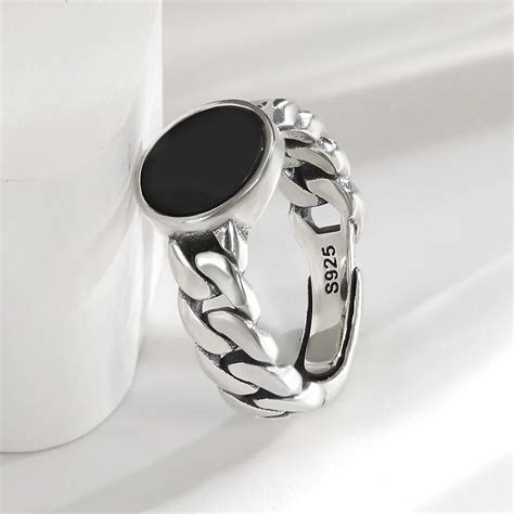 HOYON S925 Anel De Prata Esterlina Para Homens E Mulheres Incrustado