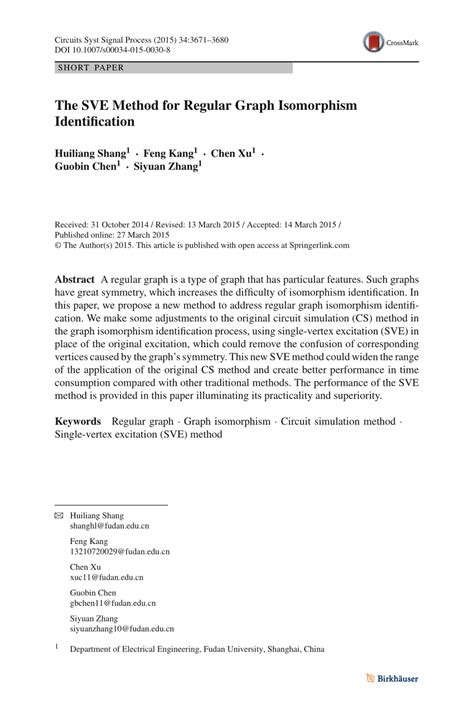 pdf the sve method for regular graph isomorphism identification