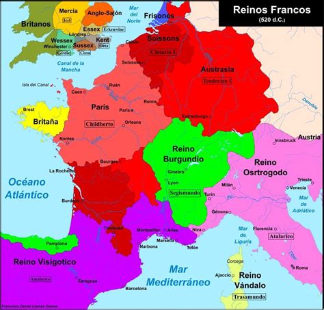 Reinos francos 520 Mapas históricos Mapa História universal