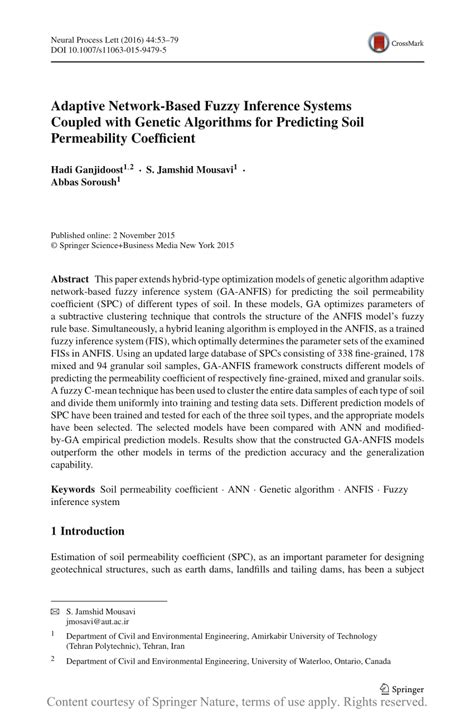 adaptive network based fuzzy inference systems coupled with genetic algorithms for predicting