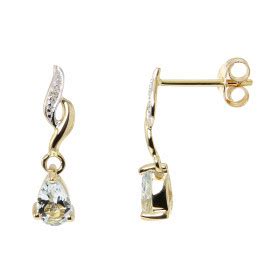 Puces D Oreilles Or Jaune Aigue Marine Coeur X Mm Ref