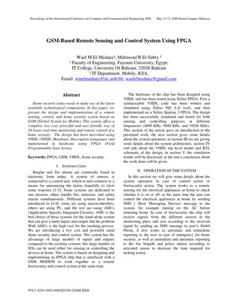 pdf gsm based remote sensing and control system using fpga