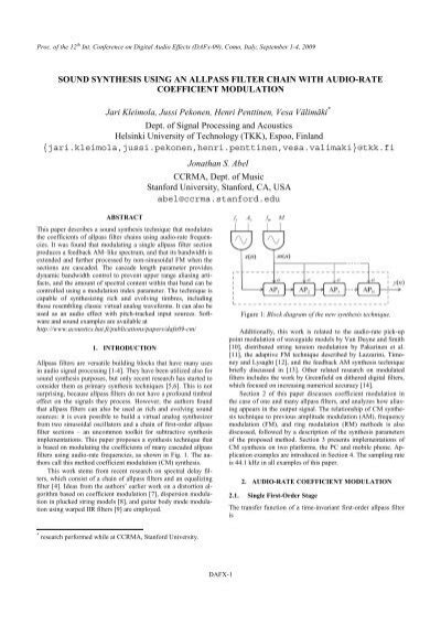 Sound Synthesis Using An Allpass Filter Chain With Audio Dafx