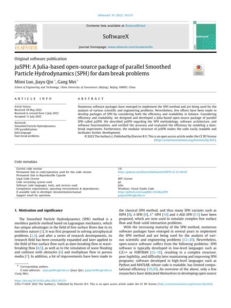 pdf jusph a julia based open source package of parallel smoothed particle hydrodynamics sph