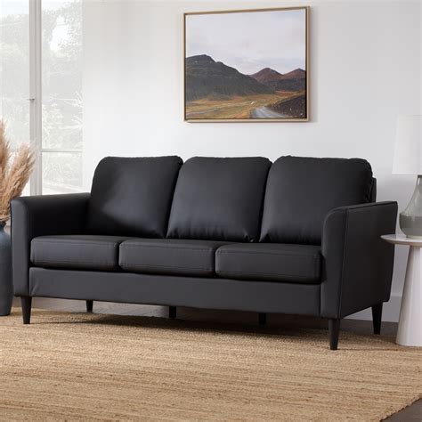 Black Leather Sofa Bed Couch Cabinets Matttroy