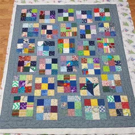 Dancing Nine Patch Quilt Trimmed And Ready To Bind