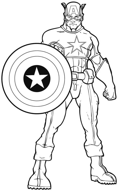 Drawings Captain America Superheroes Printable Coloring Pages
