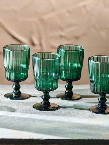 Reeded Wine Glasses Green Recycled Wine Glasses Colored Wine