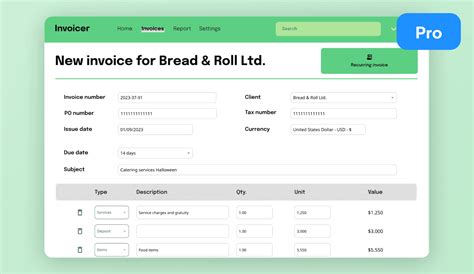 invoicing web app template invoicing web app ui design uizard