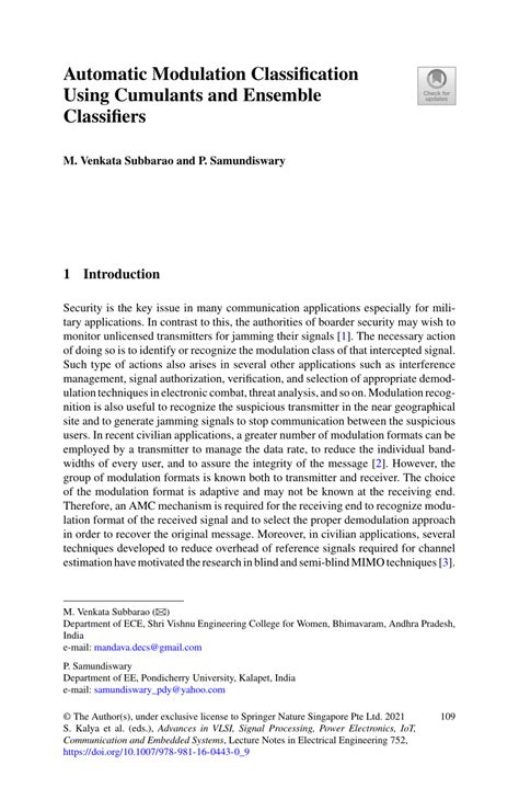 pdf automatic modulation classification using cumulants and ensemble classifiers