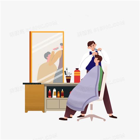 一组手绘卡通理发店美容美发合集系列六素材图片免费下载 PNG素材 编号14nik36x7 图精灵