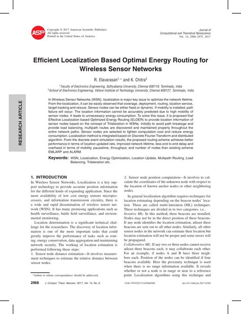 pdf efficient localization based optimal energy routing for wireless sensor networks