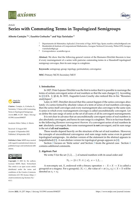 pdf series with commuting terms in topologized semigroups