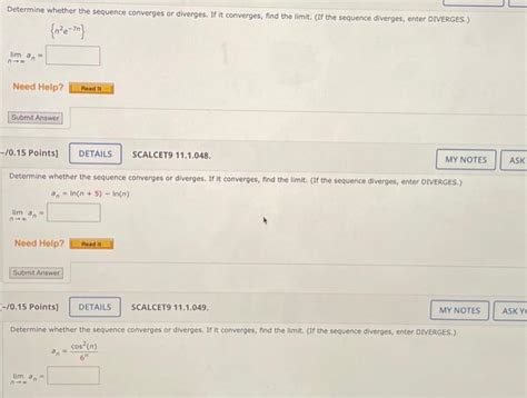 Solved Determine Whether The Sequence Converges Or Diverges Chegg
