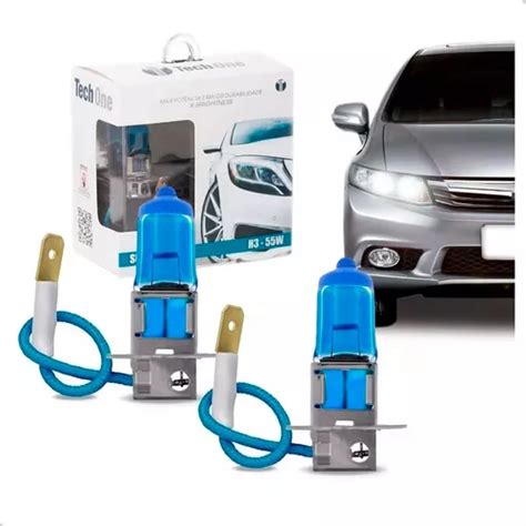 Kit Par Lampada Super Branca Tipo Xenon 8500k H3 60 55w 12v